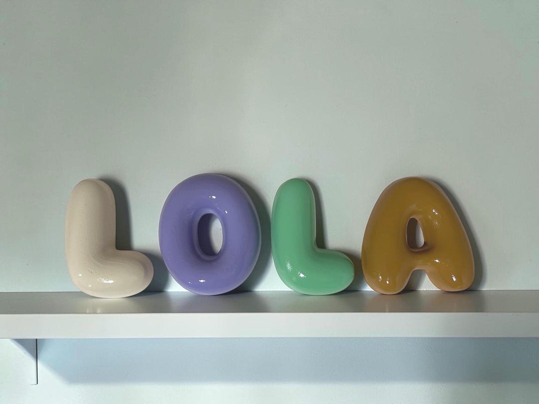 Personalised Bubble Letter Name Sign | Hand-finished Clay-look Nursery ...