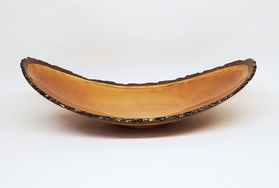 Large 16-1/2 Natural Edge Cherry Bowl With Durable High Gloss ...