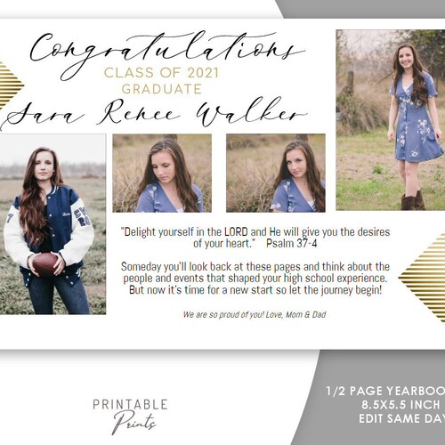 Graduation Yearbook Ad Canva Template Editable Yearbook - Etsy