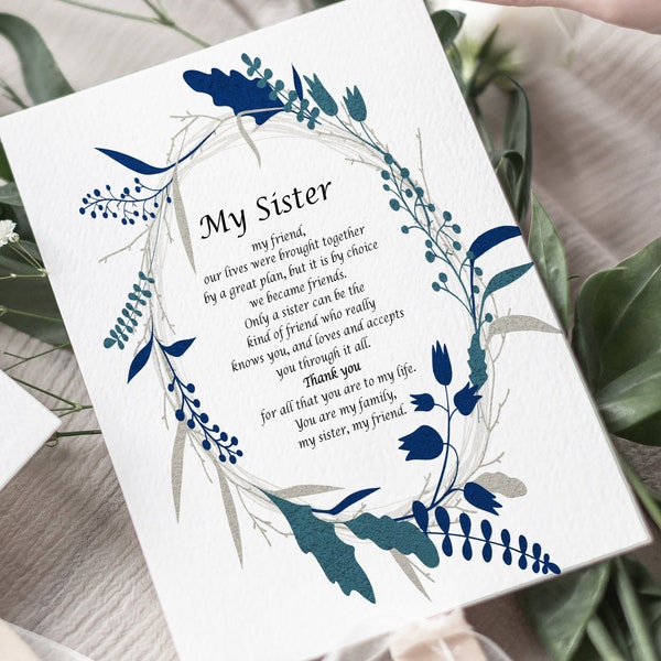 Sister Poem Big Sis Poem Personalised Poetry Prints for Sister Physical ...