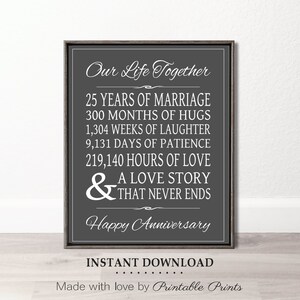 25th ANNIVERSARY 25 Years Husband Wife Anniversary Our Life Together ...