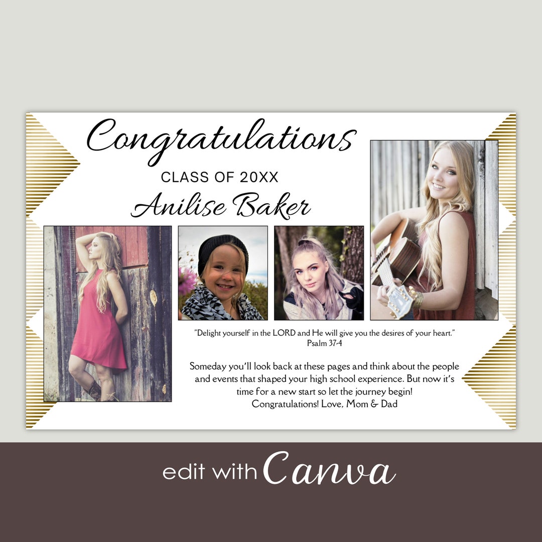 YEARBOOK AD Template - Half Page Senior Dedication Tribute Pages ...