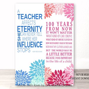 Teacher Gift Bookmark INSTANT DOWNLOAD Printable Teachers Gift Poem ...