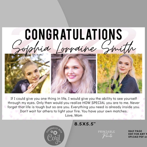 Senior Yearbook Ad Template Elegant Full Page Graduation - Etsy