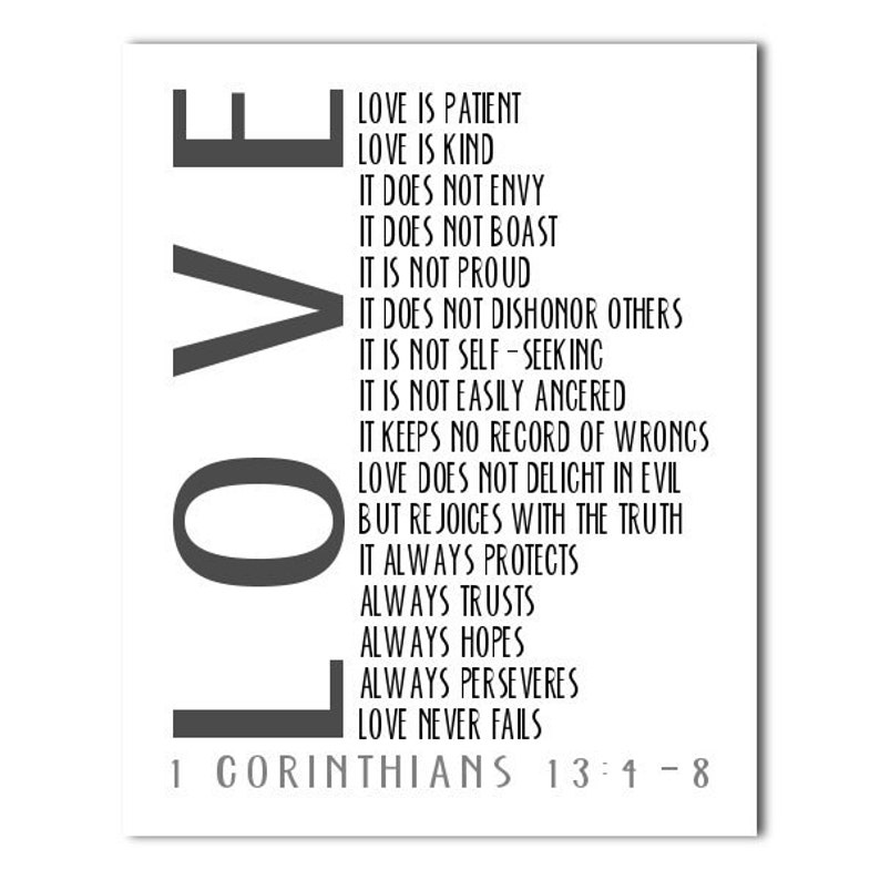 Printable Scripture 1 Corinthians 13 4 8 Love Never Fails | Etsy