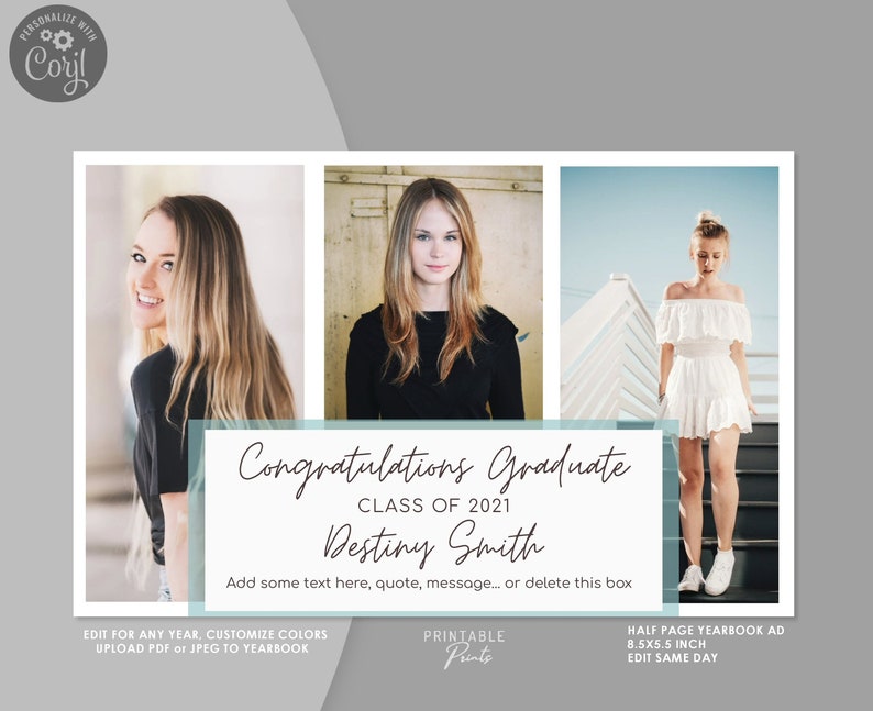 HALF Page YEARBOOK TEMPLATE 8 5x5 5 1 2 Page Tribute Etsy HALF Page YEARBOOK TEMPLATE 8 5x5 5 1 2 Page Tribute Etsy