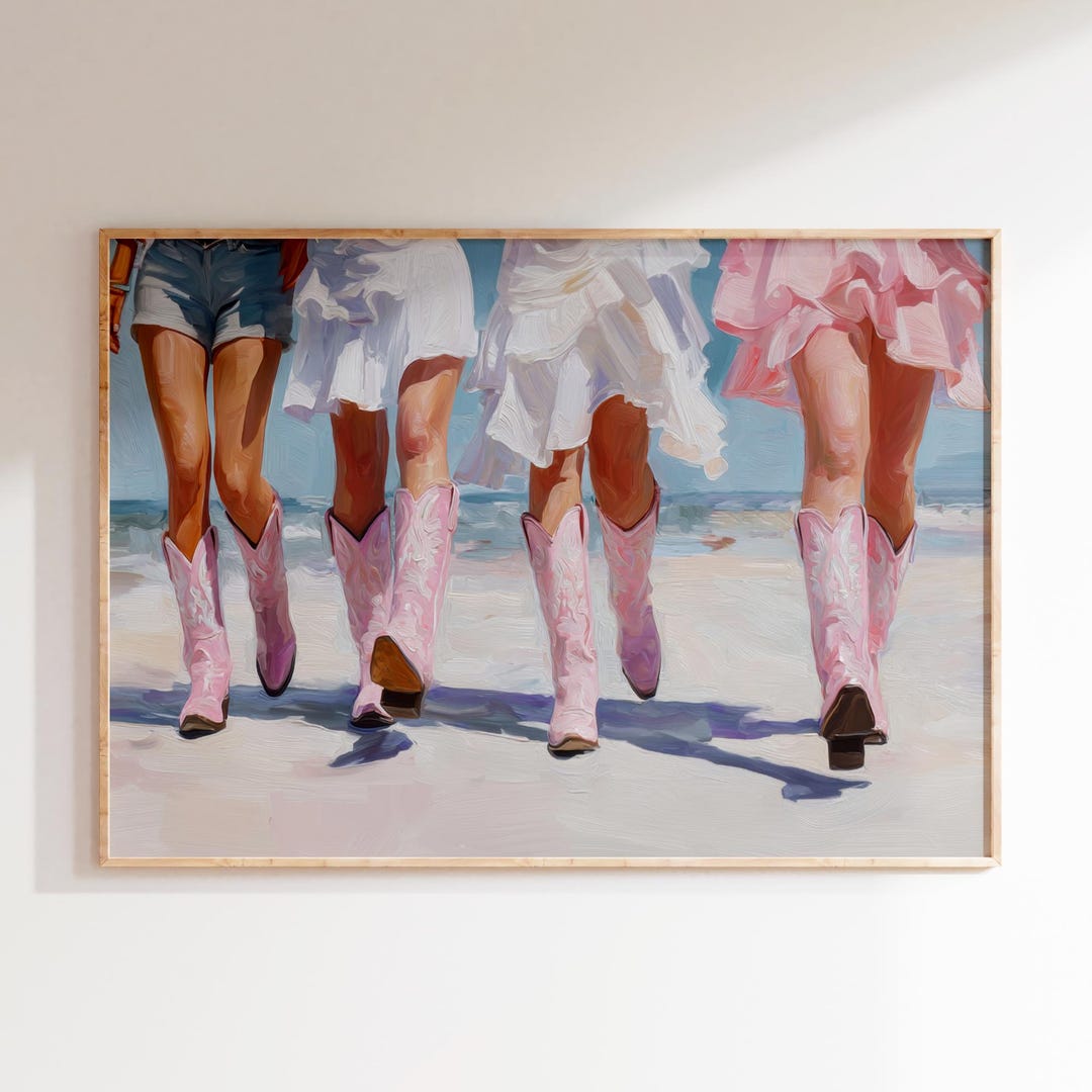 Coastal Cowgirl 4 Girls Printable Poster Print, Pink Boots Dorm Room ...