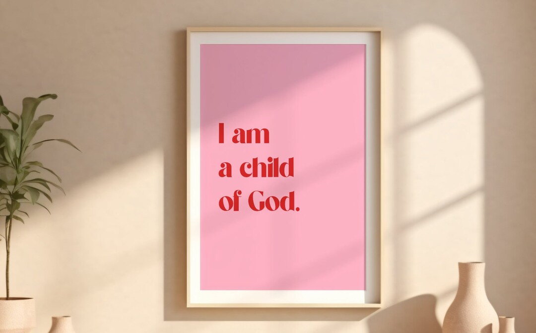 I AM A Child of GOD Printable Pink Trendy Christian Art Retro - Etsy