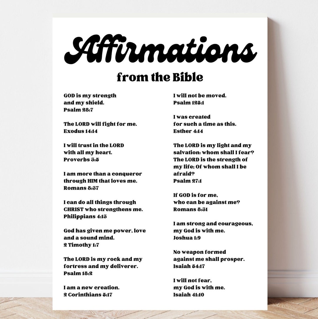 Trendy Affirmations Printable Prints, Scriptures Black White Minimalist ...