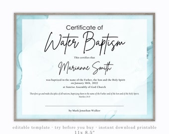 Modern Baptism Certificate - Etsy