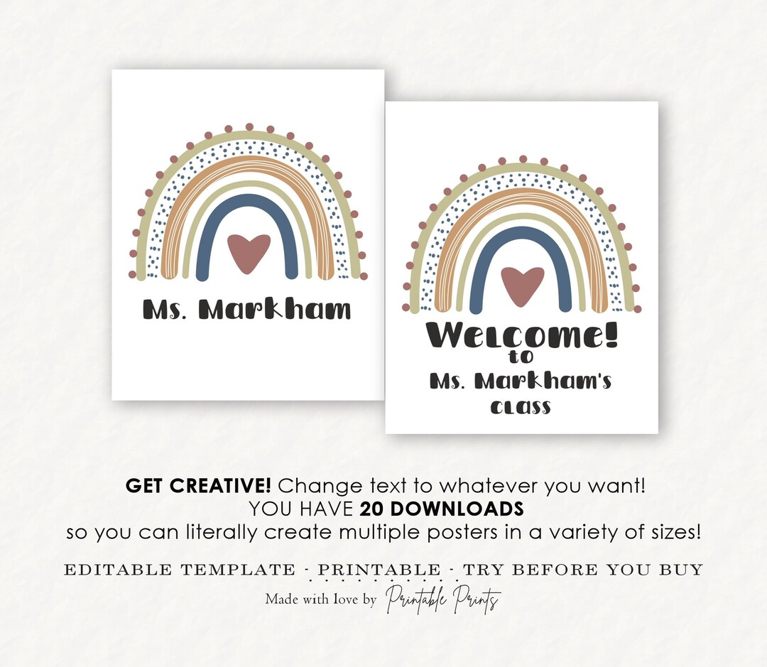 Teachers Boho Rainbow Classroom Decor, Boho Rainbow Teacher Editable ...