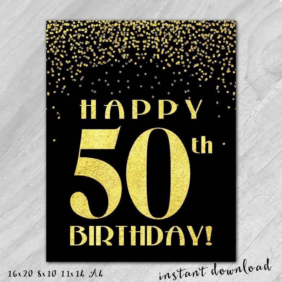 50th Birthday Sign PRINTABLE Digital File Instant Download | Etsy
