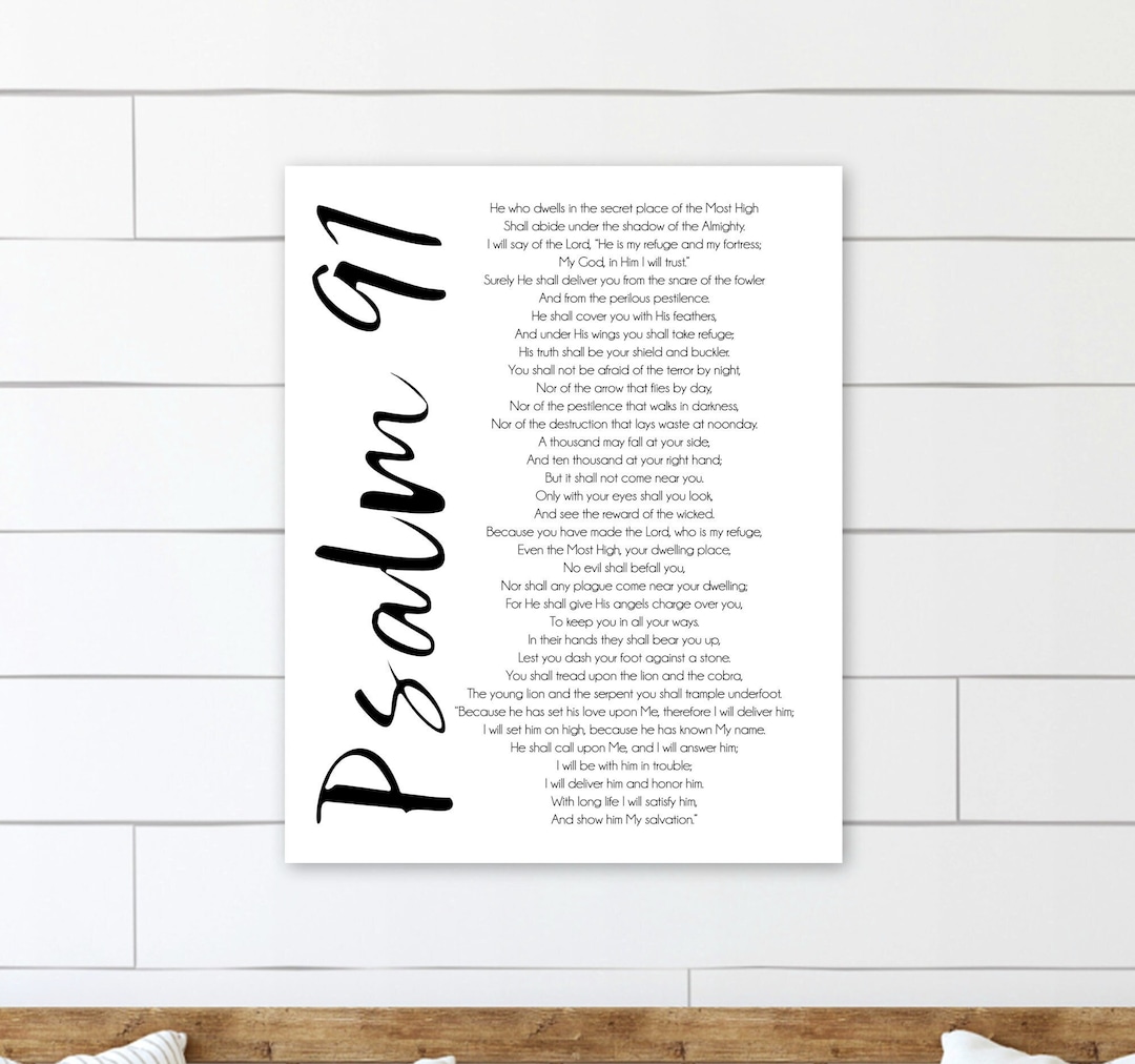 PSALM 91 Printable Poster Wall Art Bible Verse Christian Gift Scripture ...