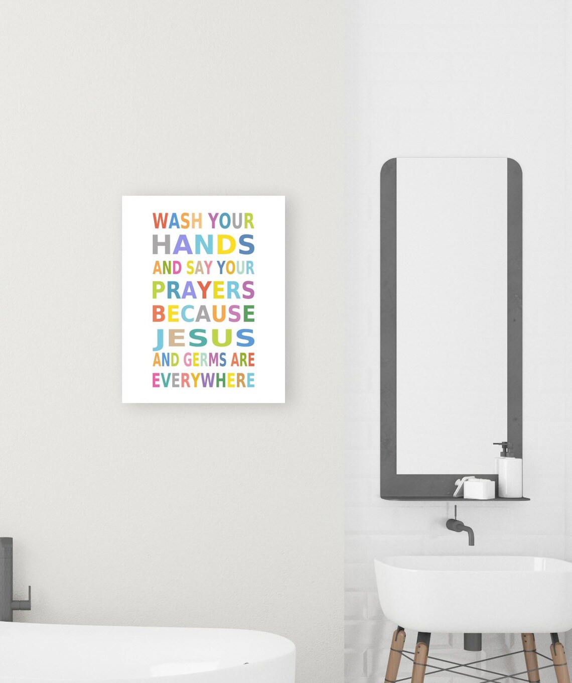 WASH YOUR HANDS, Bathroom Decor Kids, Say Your Prayers, Jesus and Germs ...