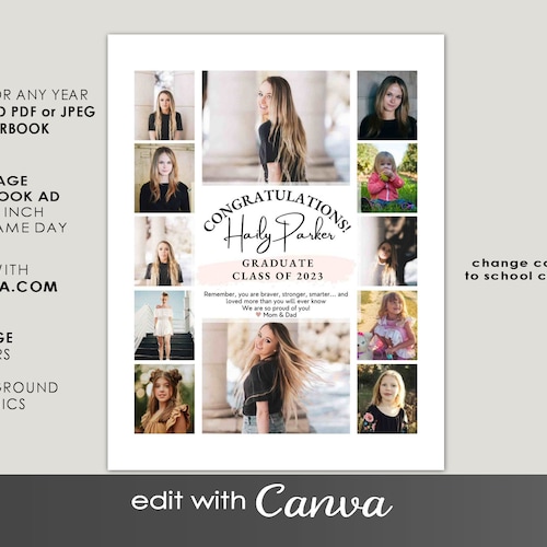 Editable Full Page Graduation Yearbook Ad Template Editable in - Etsy