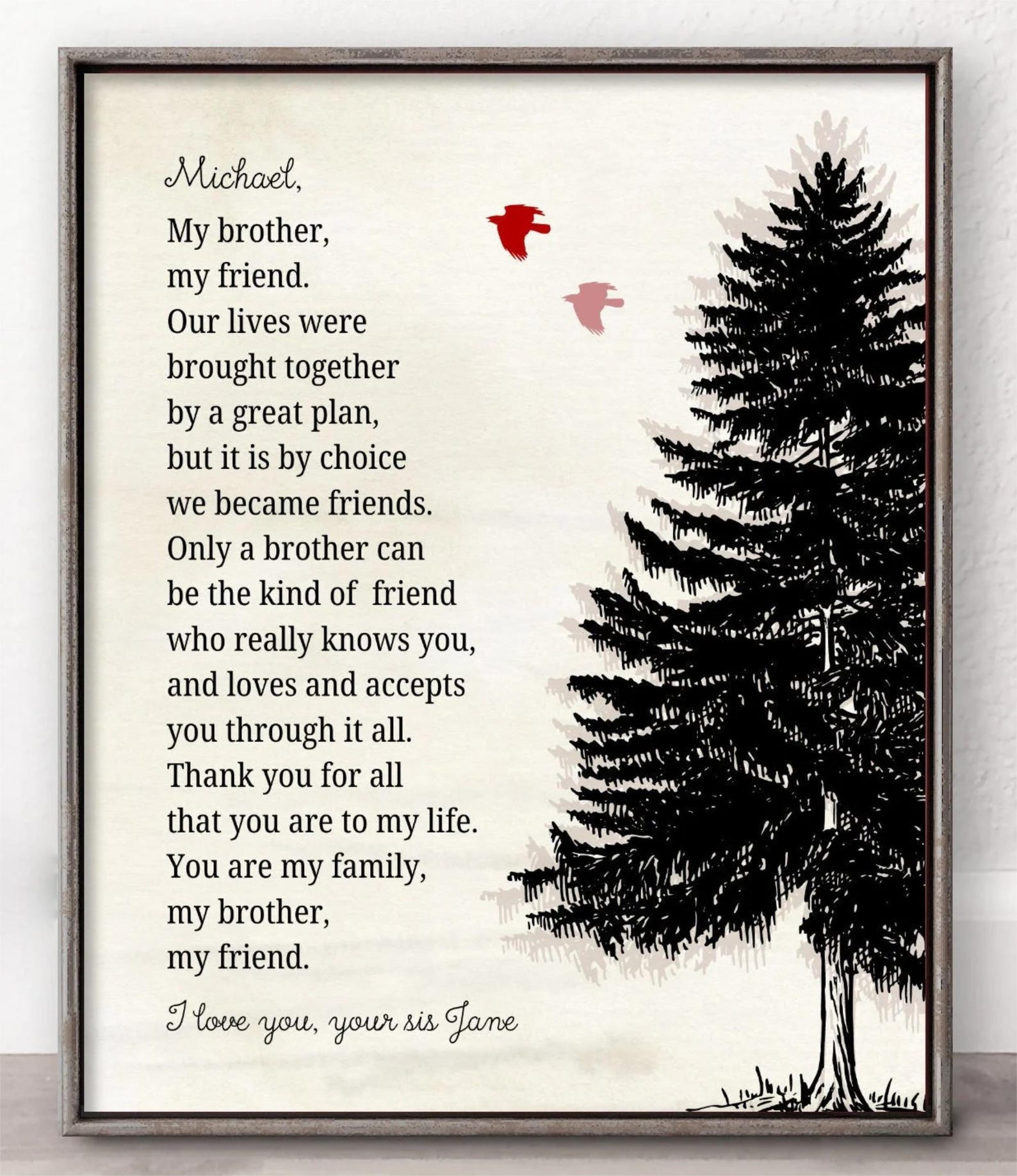 Brother Christmas Gift, Personalized Poem, Editable Template ...