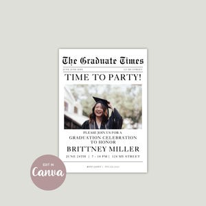 GRADUATION Invitation Photo Canva Template 4x6 Printable Card, Editable ...