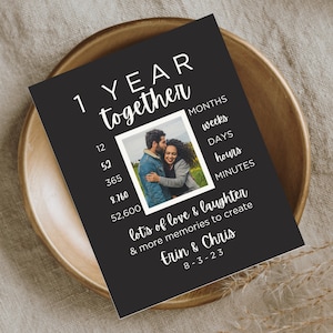 1 Year Anniversary Printable Print CANVA Template, Editable Photo Gift ...