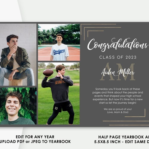 Yearbook Ad Canva Template Half Page Editable Modern School - Etsy
