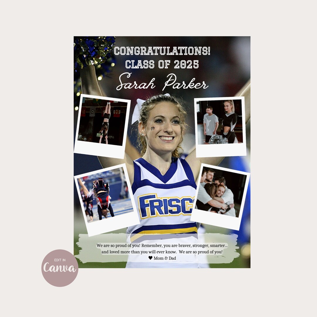 Full Page YEARBOOK AD CANVA Template, Cheer Senior Yearbook Ad Tribute ...