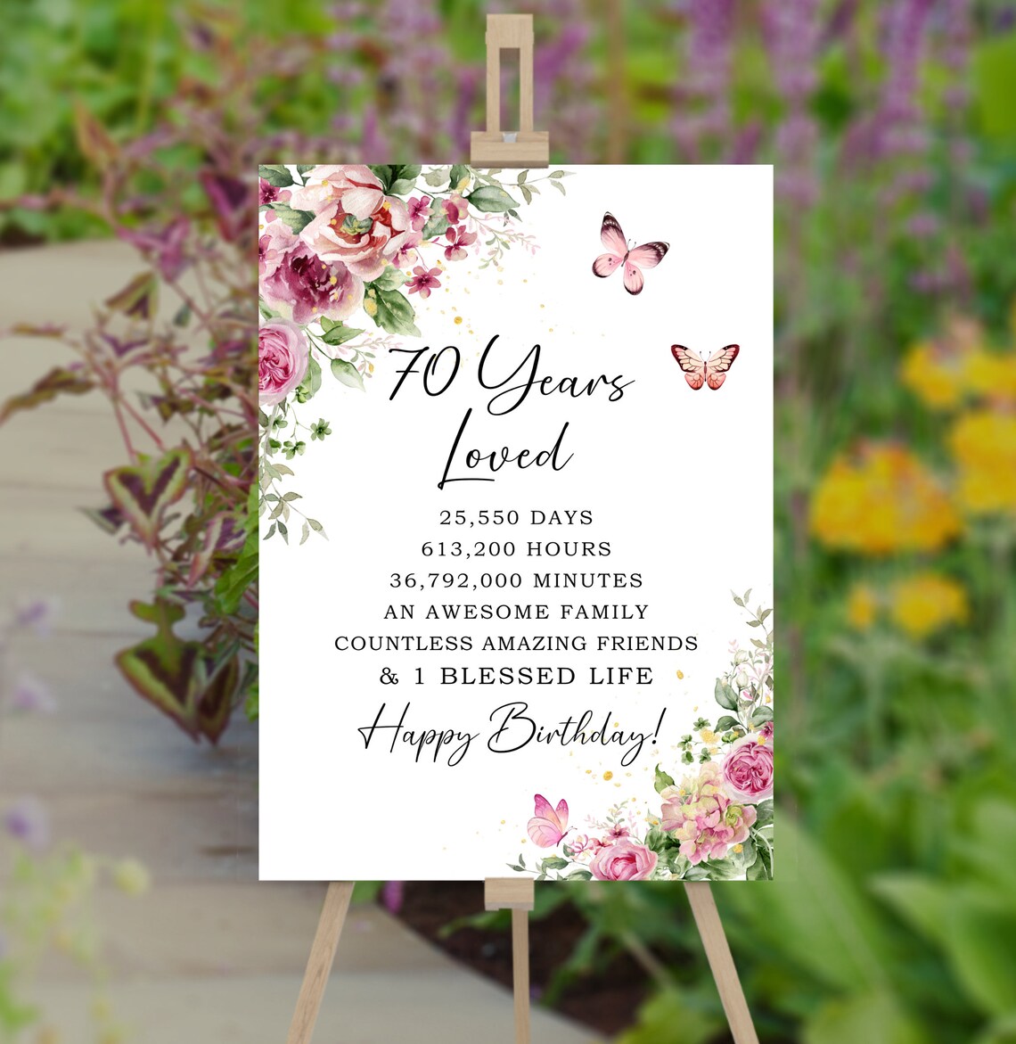 70th Birthday Poster 70 YEARS LOVED Happy Birthday Welcome Sign Board ...