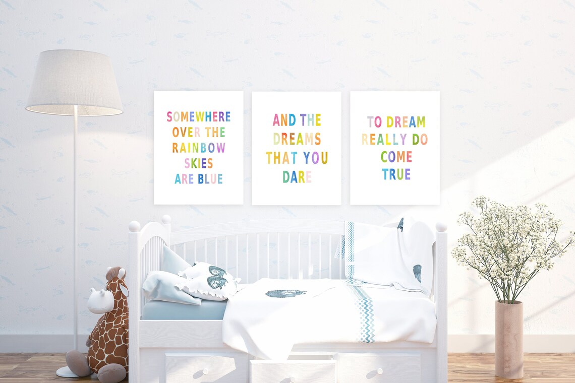 Somewhere Over the Rainbow Lyrics Large Printable Art Set of - Etsy