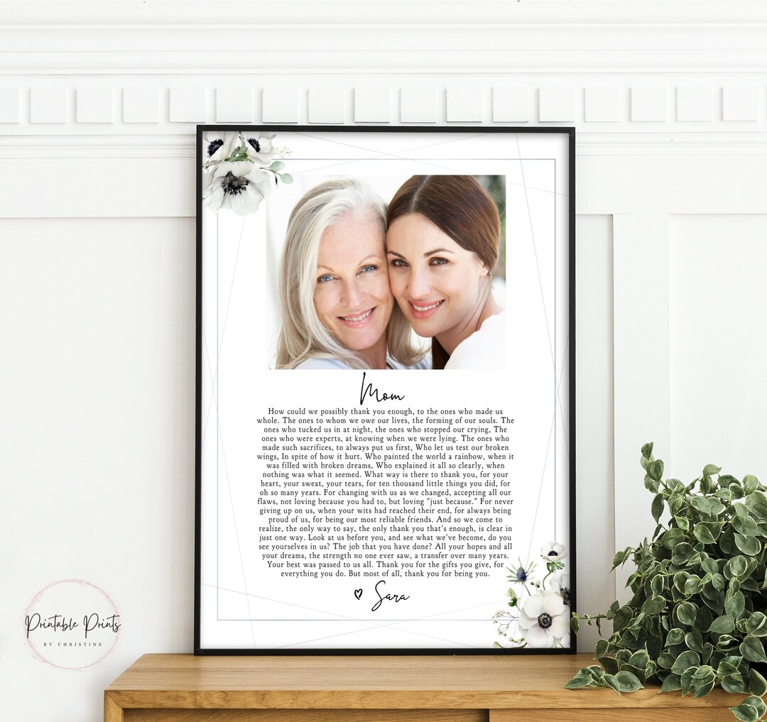 Gift for Mom From Daughter, Personalized Poem With Photo, Editable ...