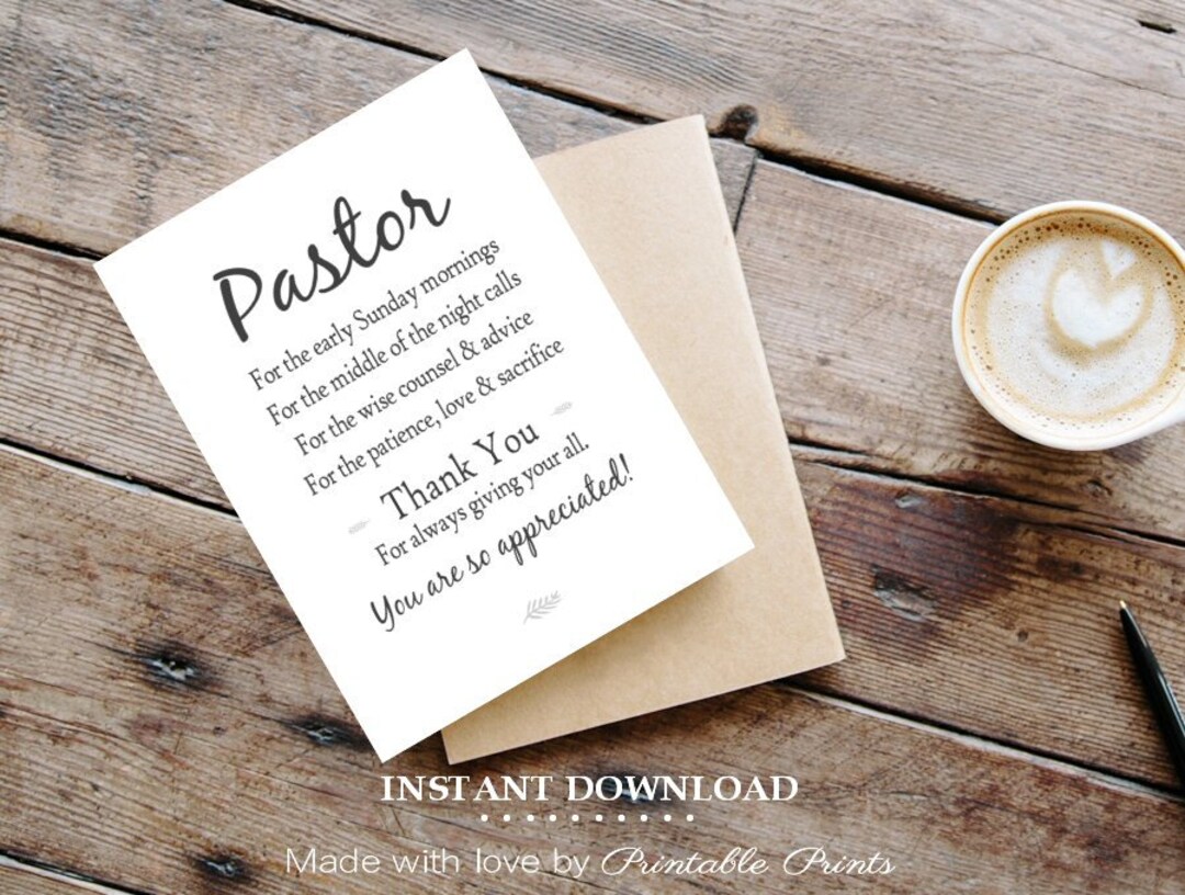 Printable PASTOR APPRECIATION Card 5x7 CARD Gift For Pastor Thank You Printable PASTOR APPRECIATION Card 5x7 CARD Gift For Pastor Thank You