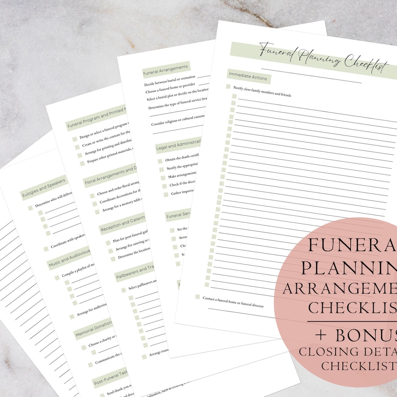 Funeral Plan Template - Etsy