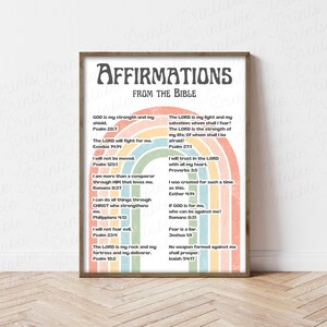Boho Rainbow Trendy Affirmations Printable Prints, Bible Verse Art ...