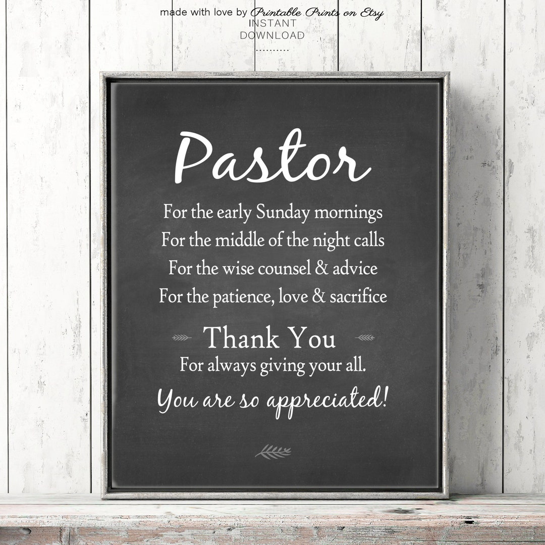 PASTOR APPRECIATION, Gift for Pastor Thank You Quote Printable, Instant ...