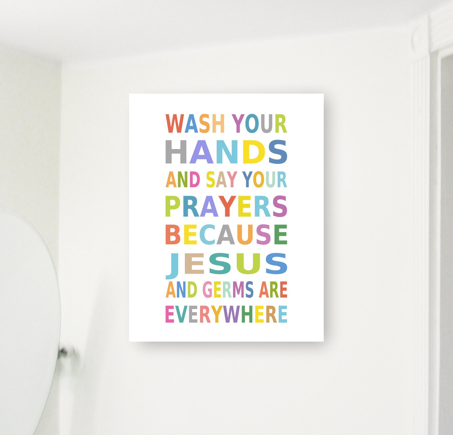 WASH YOUR HANDS Bathroom Decor Kids Say Your Prayers Jesus - Etsy