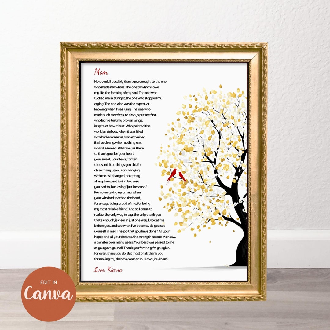 MOM Personalized Poem Gift - Editable, Printable, Quick Gift From ...