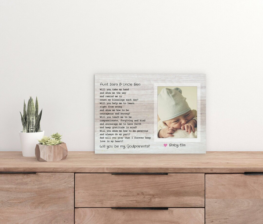 GODPARENTS PROPOSAL Gift, Wood Look With Baby Photo, EDITABLE File ...