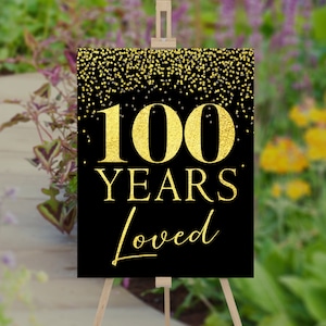 100 Years Loved Birthday Sign PRINTABLE Poster 100th Birthday Welcome ...