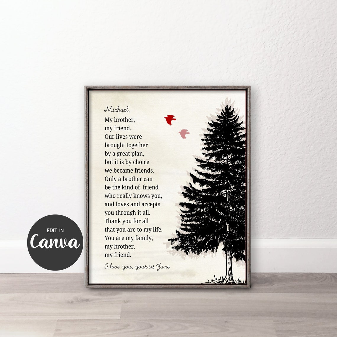 Brother Christmas Gift, Personalized Poem, Editable Template ...