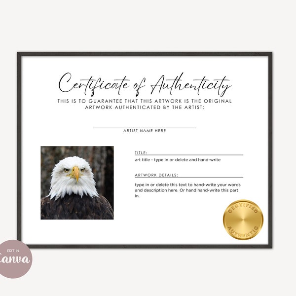 Certificate of Authenticity Design Template - Etsy