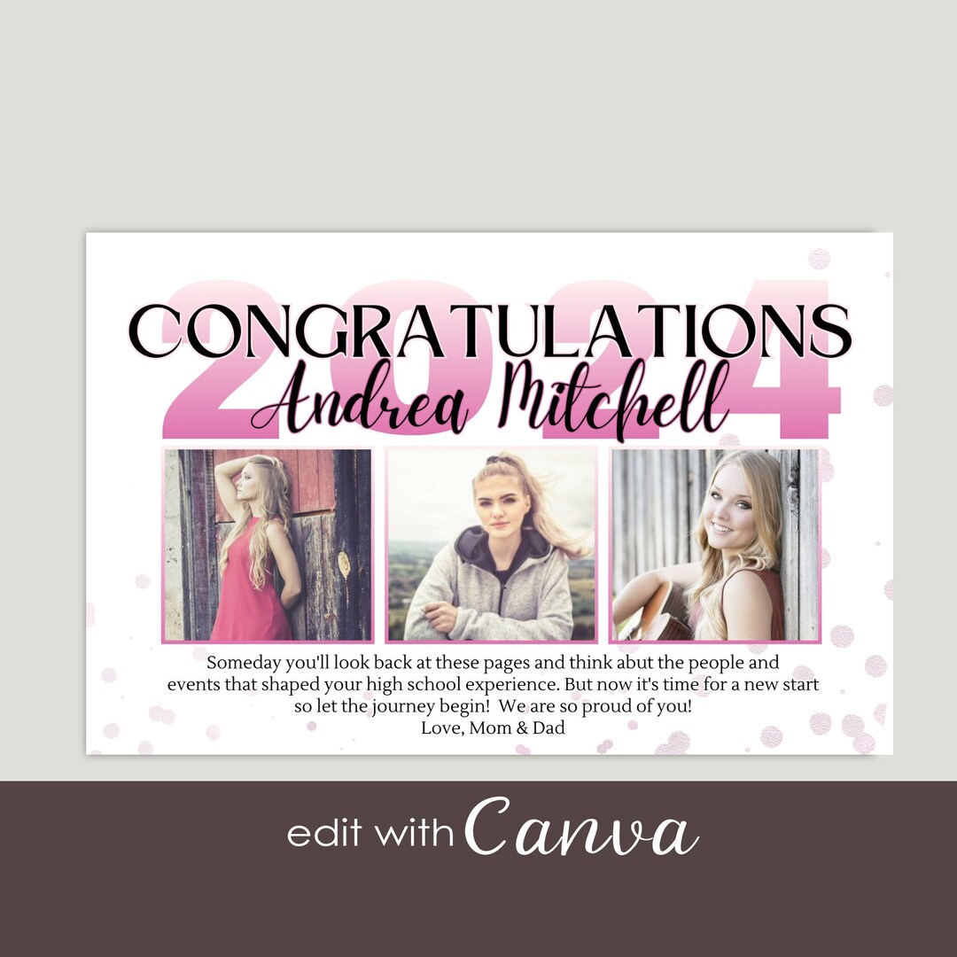 HALF Page YEARBOOK Ad Template CANVA, Girls Editable Yearbook Tribute ...