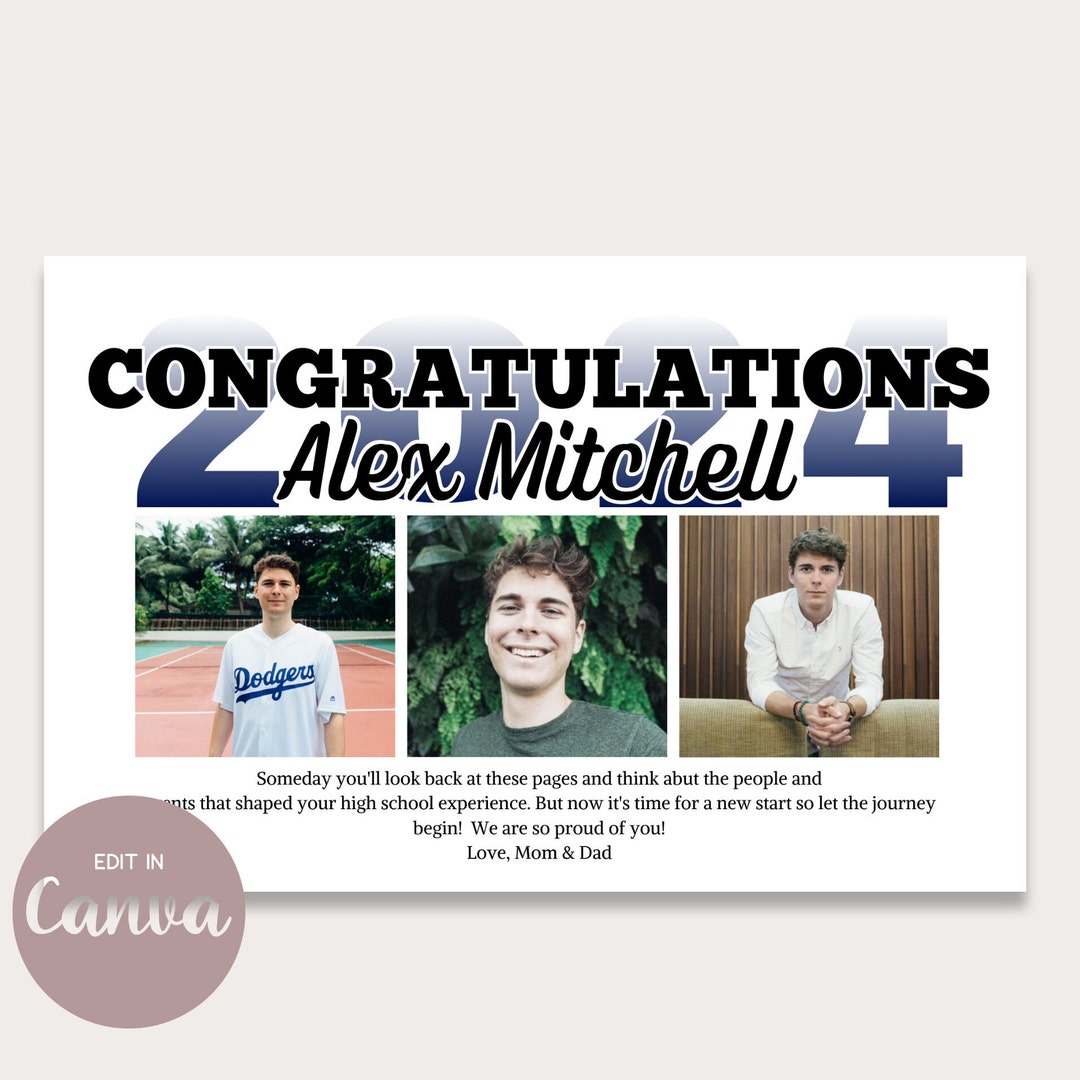 HALF Page YEARBOOK TEMPLATE, Edit in Canva, Guys Editable Ad, Tribute ...