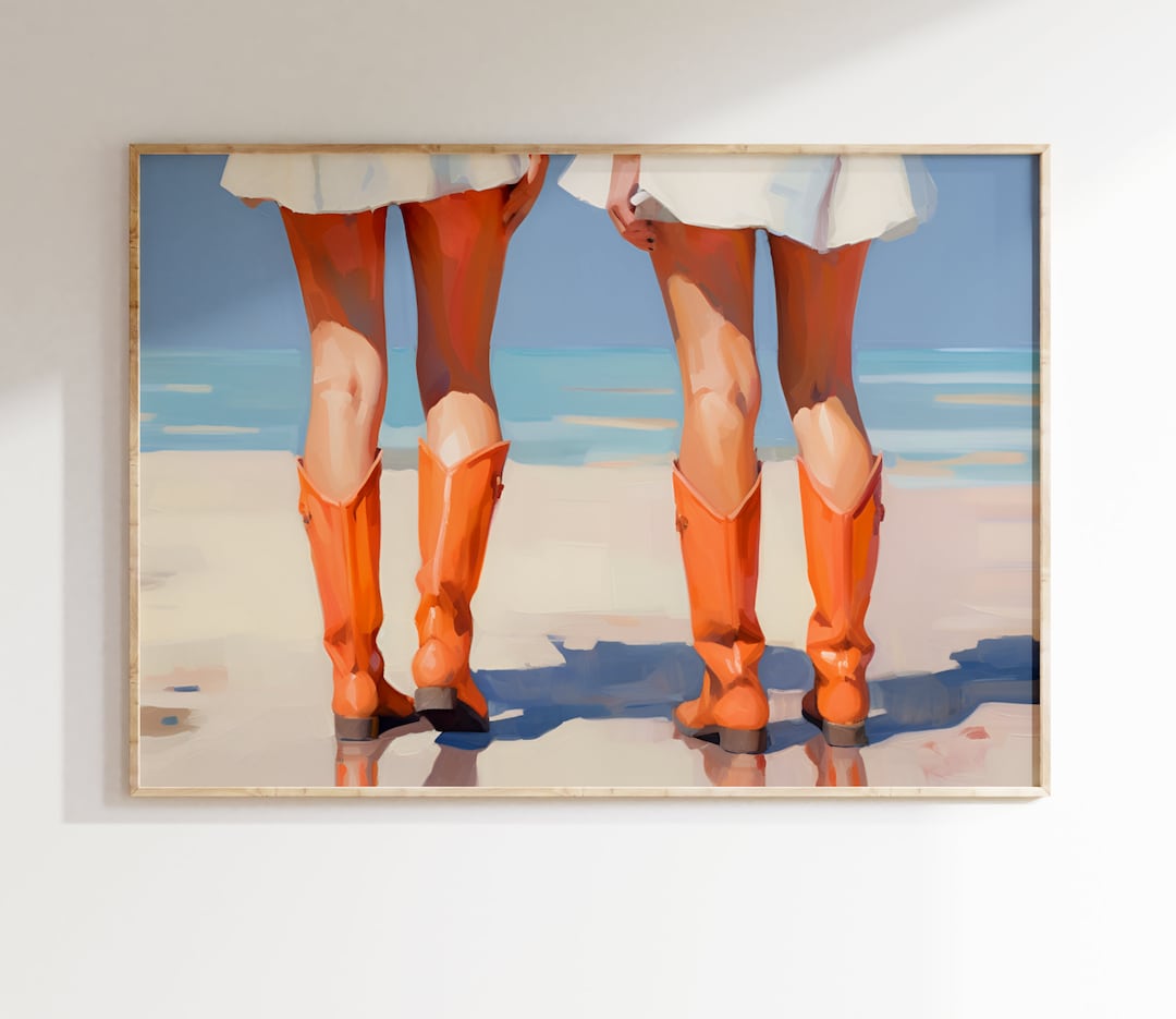 Coastal Cowgirls Printable Poster Print, Orange Boots Trendy, Vintage ...