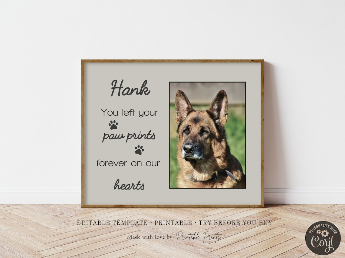 PET LOSS Gift Custom Photo Sign PRINTABLE Editable Template - Etsy