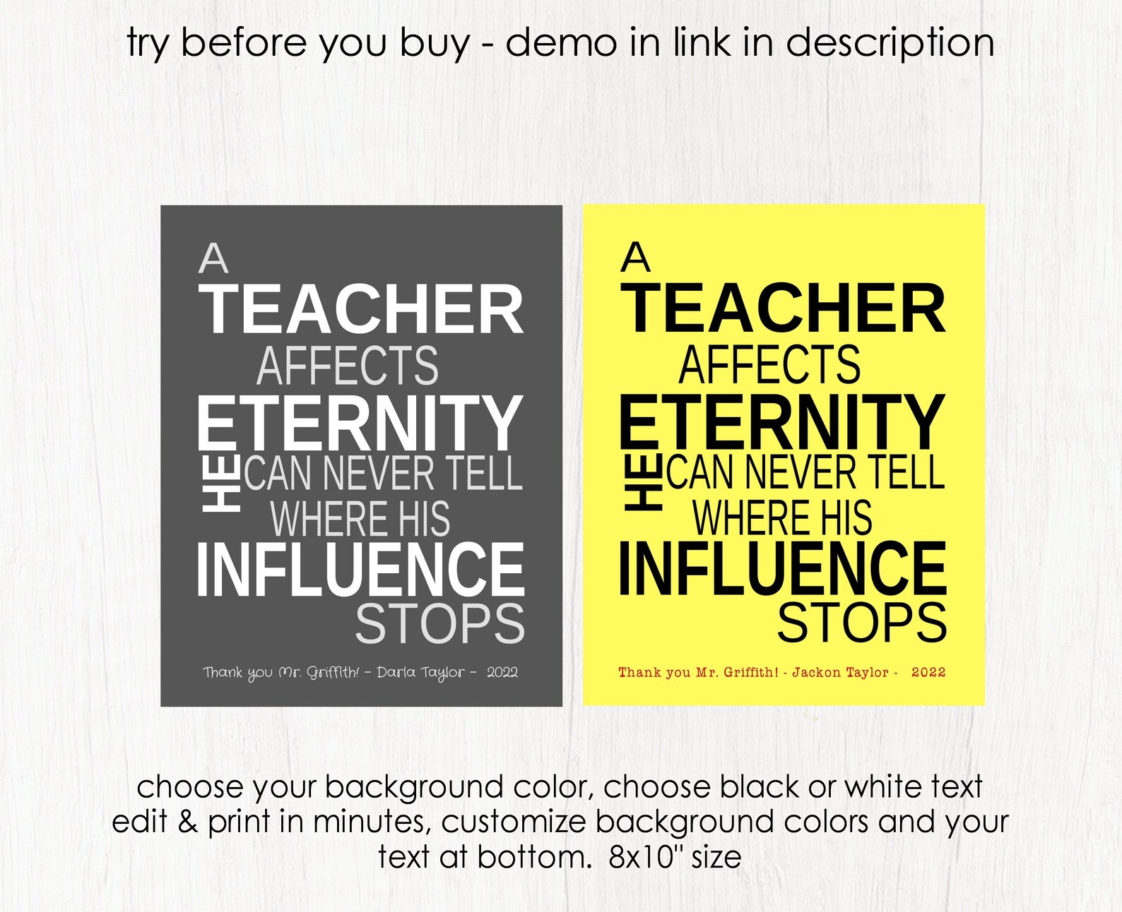 Printable Teacher Gift Quotes Instant Download Personalized - Etsy