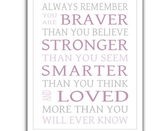 Always Remember You Are Braver Print Printable Art 8x10 11x14 | Etsy