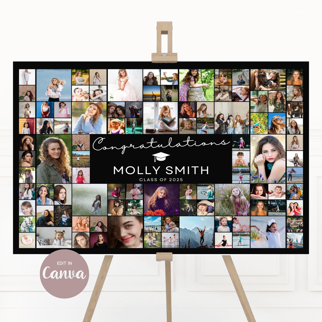 Graduation Photo Collage Large Template, Edit in Canva, Add Your Photos ...
