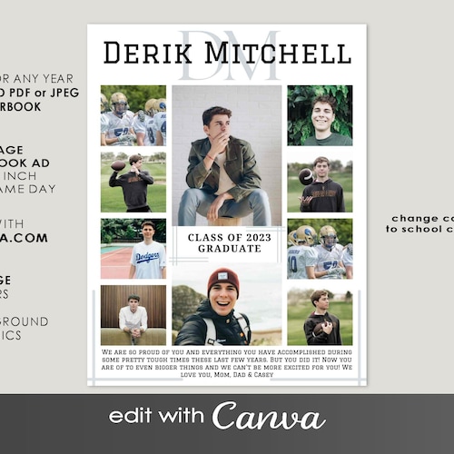 CANVA YEARBOOK AD Template Full Page Editable Layout Senior - Etsy