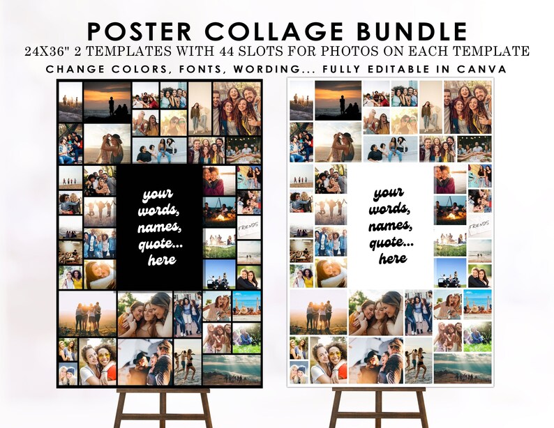 24x36 PHOTO COLLAGE Template 2 Posters 44 Photos Ea. Editable - Etsy