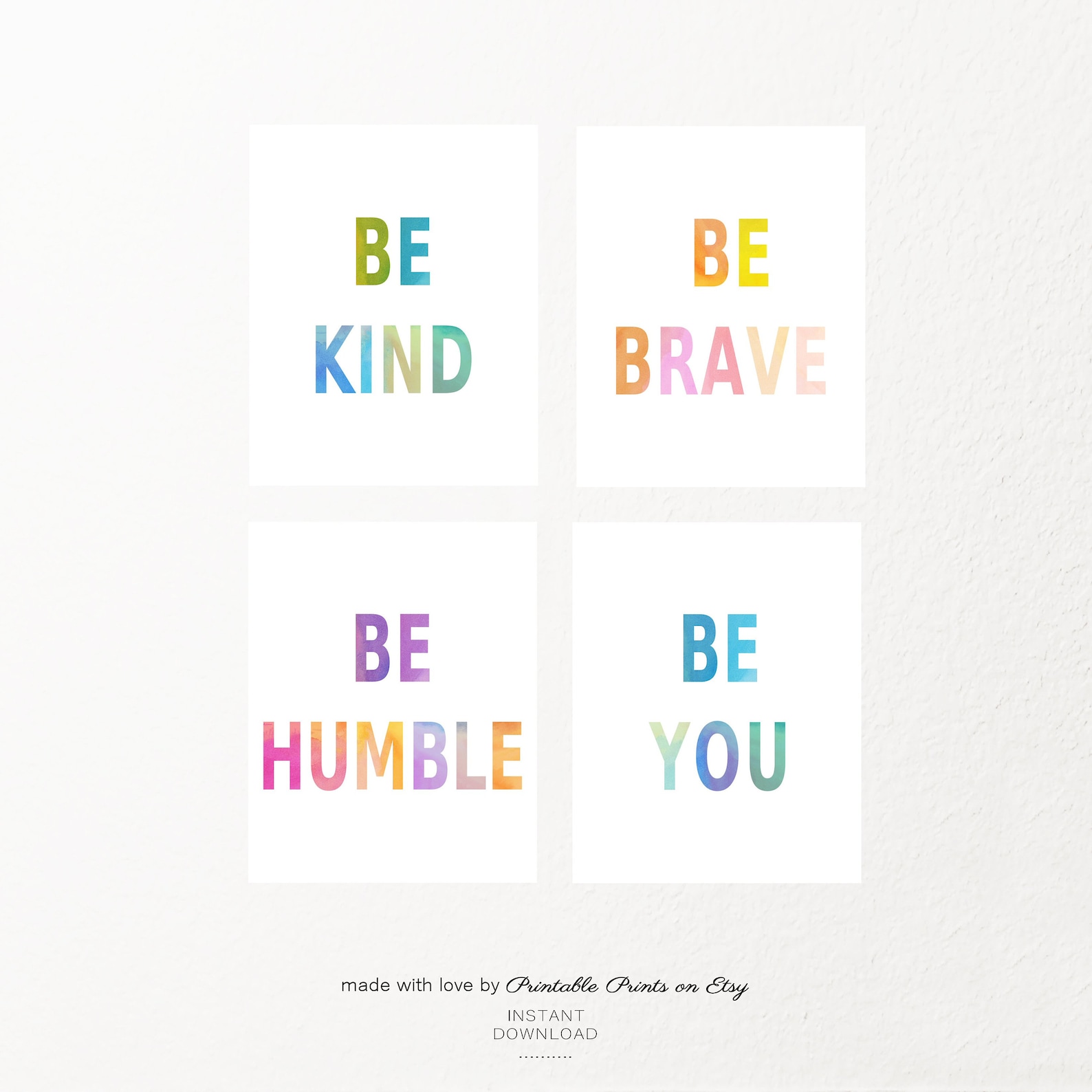 Be Kind Brave Humble Be You Large Printable Art Set of 4 - Etsy