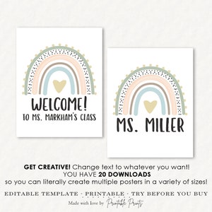 Boho Rainbow Classroom Decor Teachers Boho Rainbow Editable - Etsy