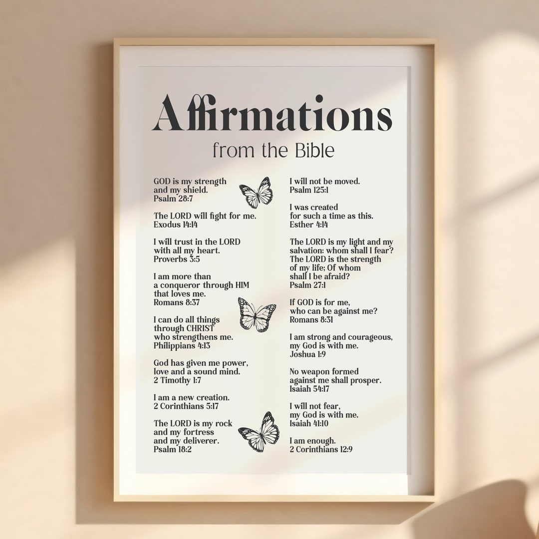 Scripture Affirmations Butterflies Black White Vintage Retro Trendy ...