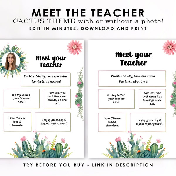 Meet the Teacher Template Plants - Etsy